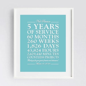 10 Year Work Anniversary PRINT, Personalized 10 Years of Service Thank ...
