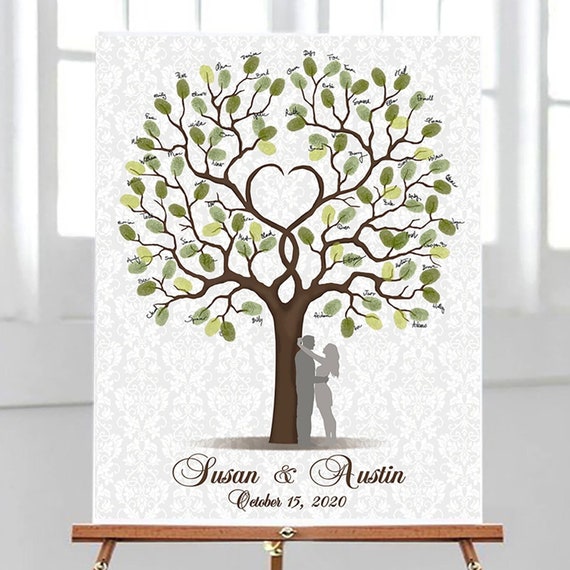 Wedding Guest Thumbprint Tree Wedding Tree Thumbprint Fingerprint