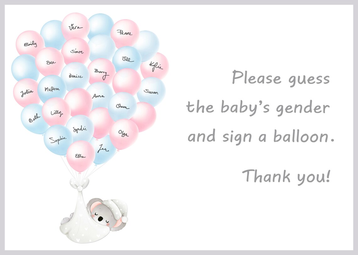Koala Gender Reveal Ideas He or She Gender Guess Digital Print, Balloon ...