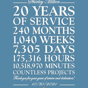10 Year Work Anniversary PRINT Personalized 10 Years of - Etsy