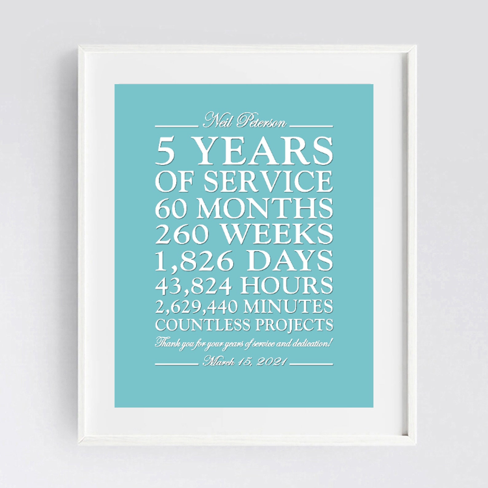 Personalized 40 Year Work Anniversary PRINT, 40 Years or ANY YEAR of ...