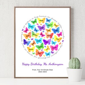 Teacher Appreciation Gift, Rainbow Butterfly Custom Teacher Gift ...
