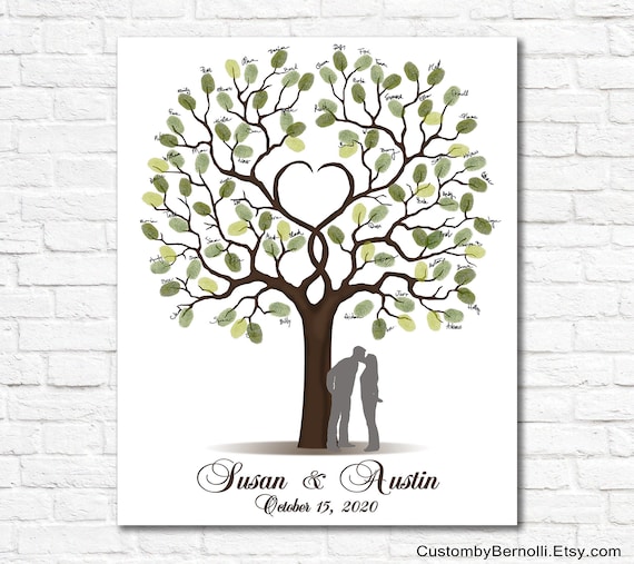 Fingerprint Tree Guest Book Silhouette