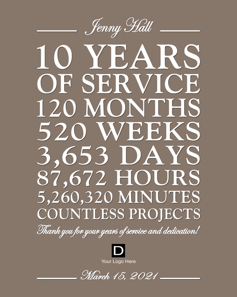 Personalized Employee Gifts Custom Work Anniversary Gift ANY - Etsy