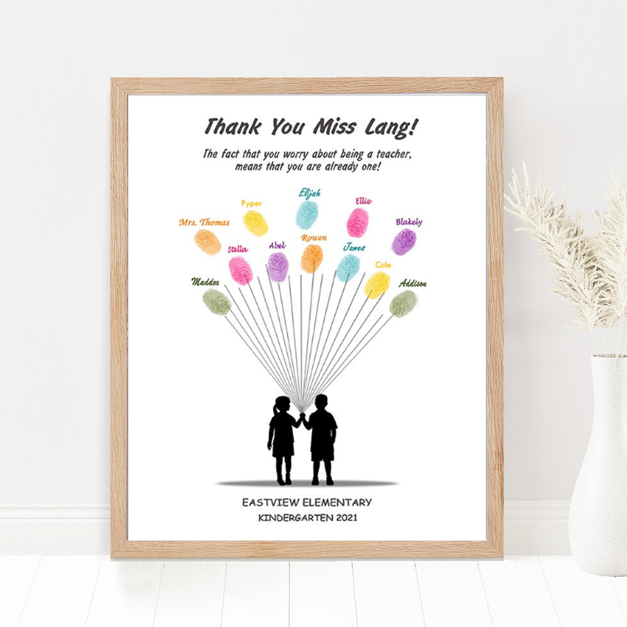Teacher Appreciation Gift Boy Girl Fingerprint Kindergarten Teacher ...