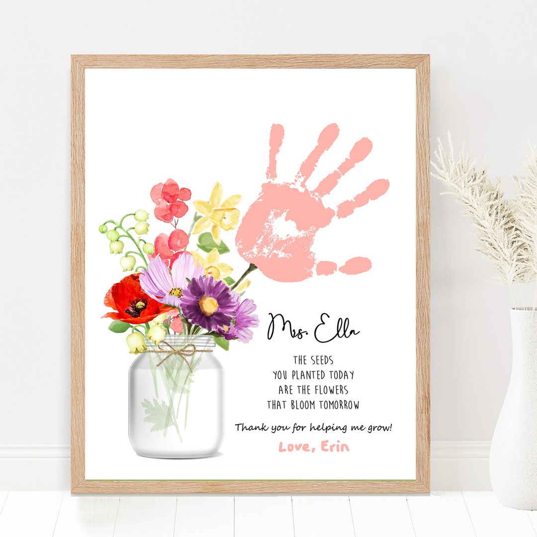 Teacher Appreciation Gift From Student, Flower Handprint Craft, End of ...