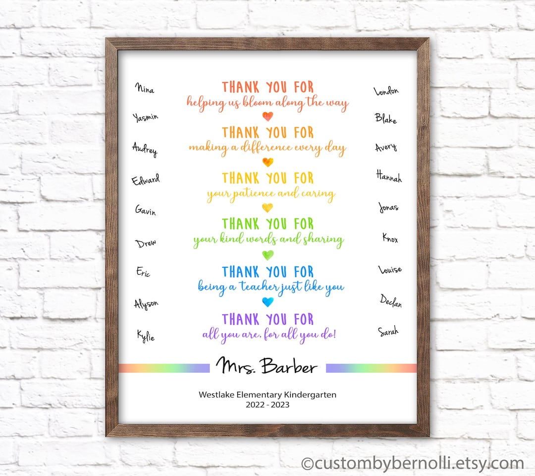 Custom Teacher Gift, Rainbow Teacher Appreciation Gift, End of Year ...