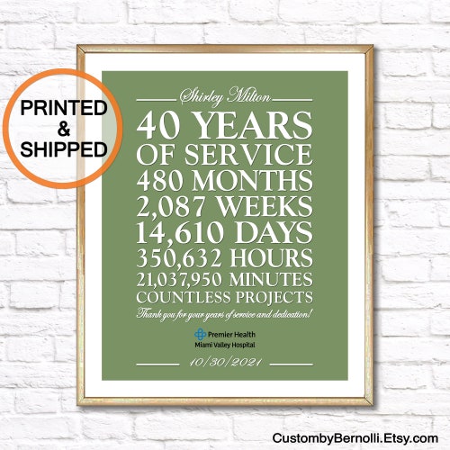 Work Anniversary Gift Years of Service Card Poster - Etsy