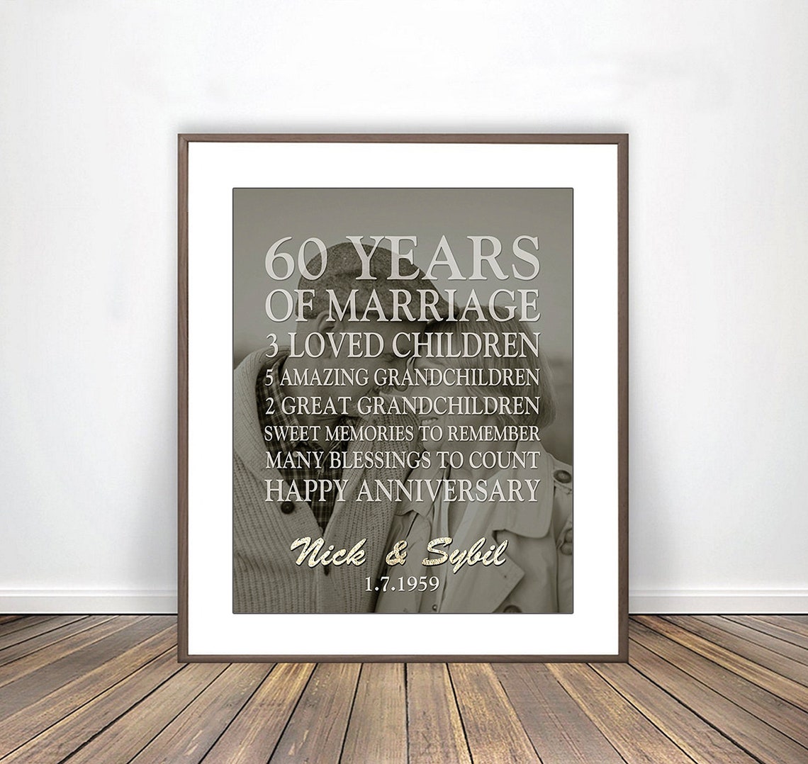 Personalized 60th Anniversary PRINT From Photo 60 Years | Etsy