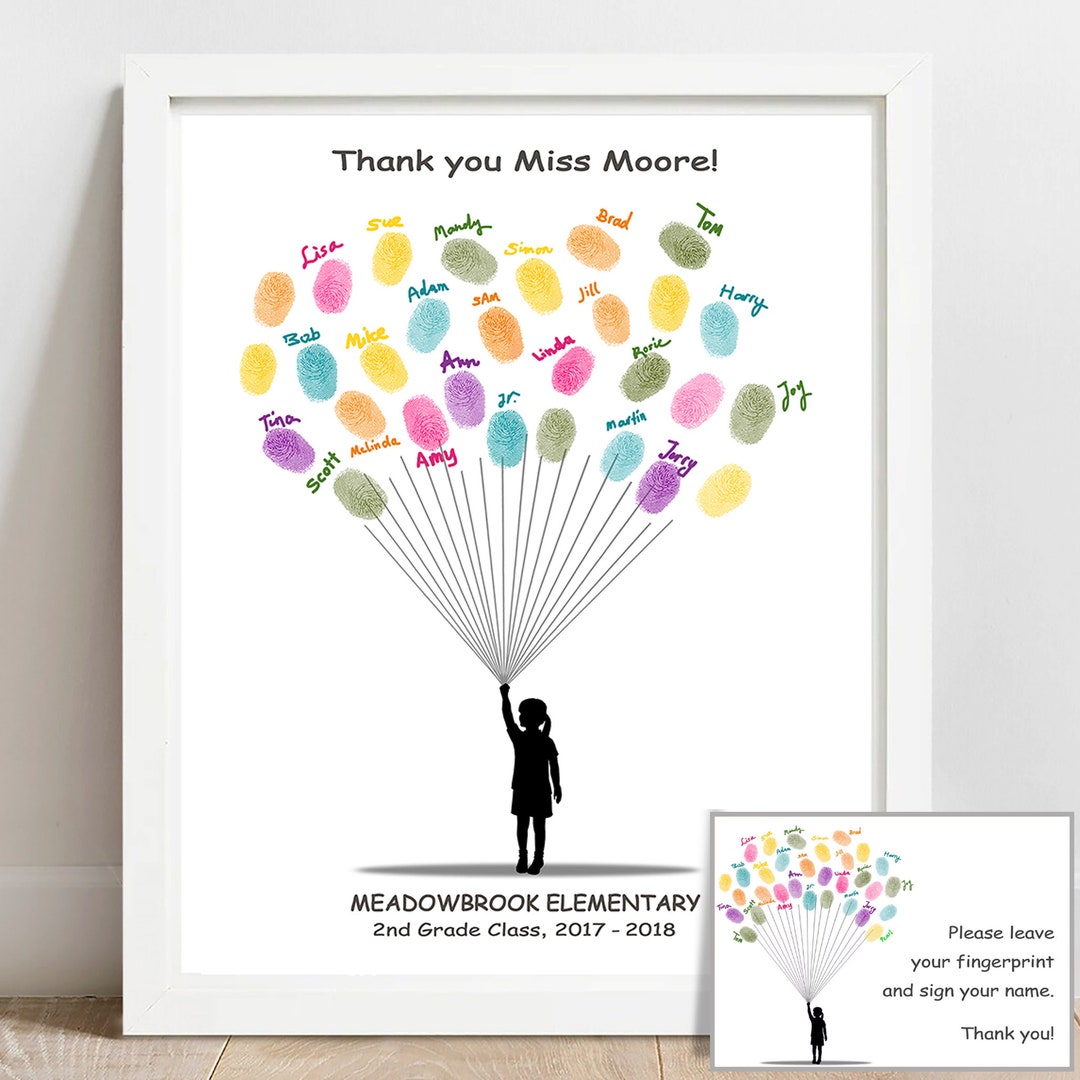 Teacher Appreciation Gift Boy Girl Fingerprint Kindergarten Teacher ...