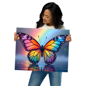 Rainbow Monarch Butterfly Poster - Colorful Nature Garden Theme Wall ...