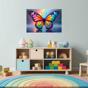 Rainbow Monarch Butterfly Poster - Colorful Nature Garden Theme Wall ...