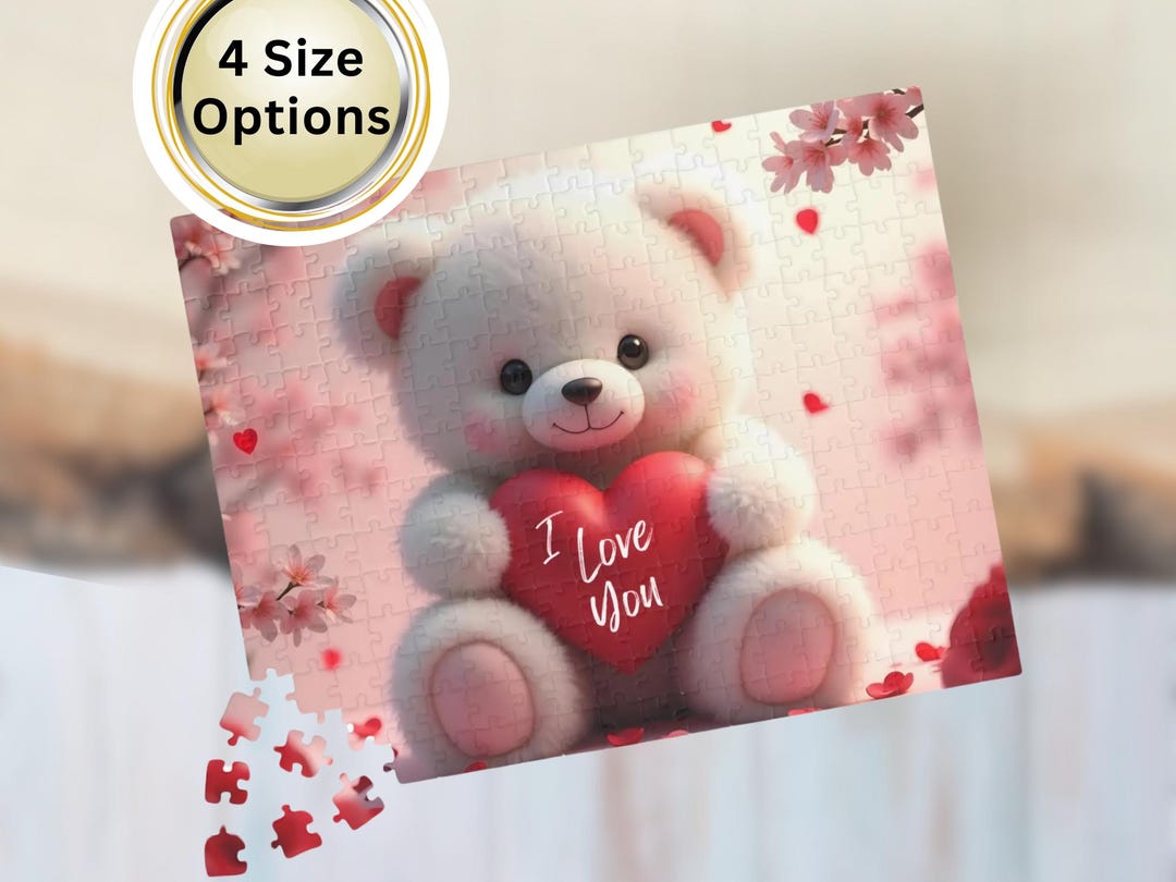 Teddy Bear Puzzle, Cute Bear Jigsaw, Valentines Day I Love You Beary ...