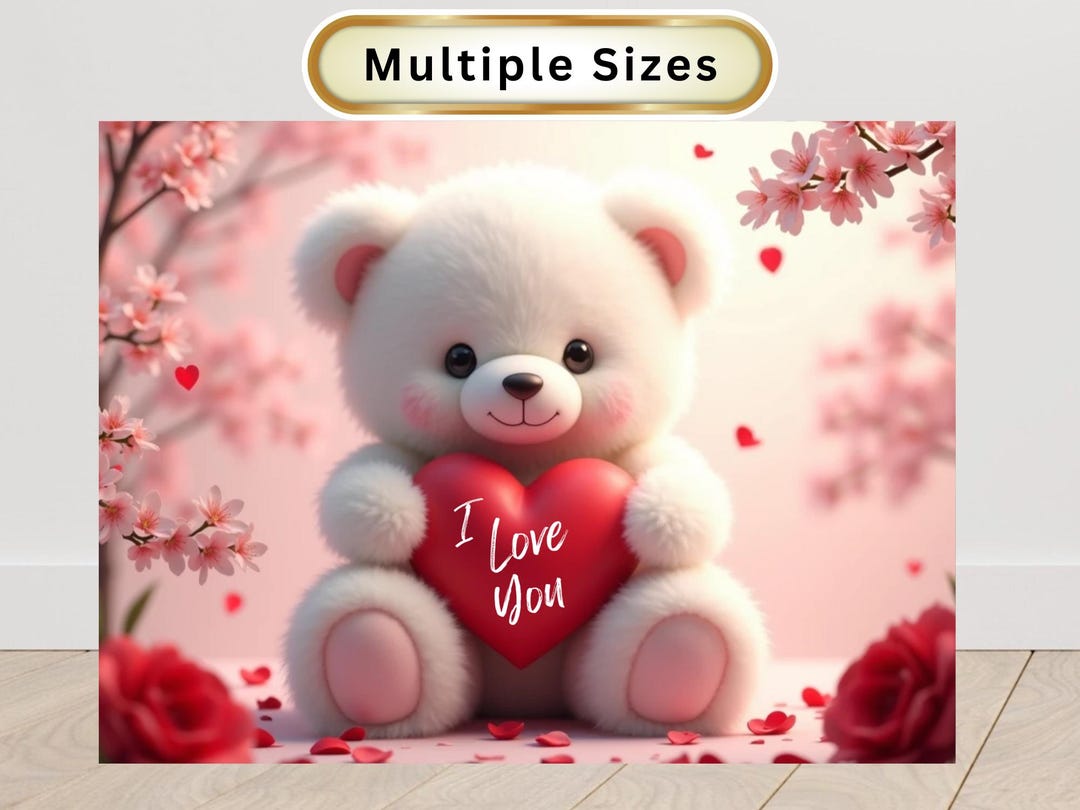 Teddy Bear Poster - Cute Animal Art for Kids Room, Cuddly Cub Print for ...