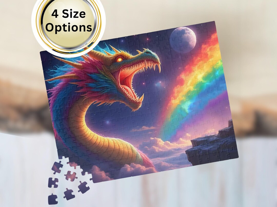 Dragon Puzzle, Fantasy Art Jigsaw, Colorful Cosmic Rainbow Serpent ...