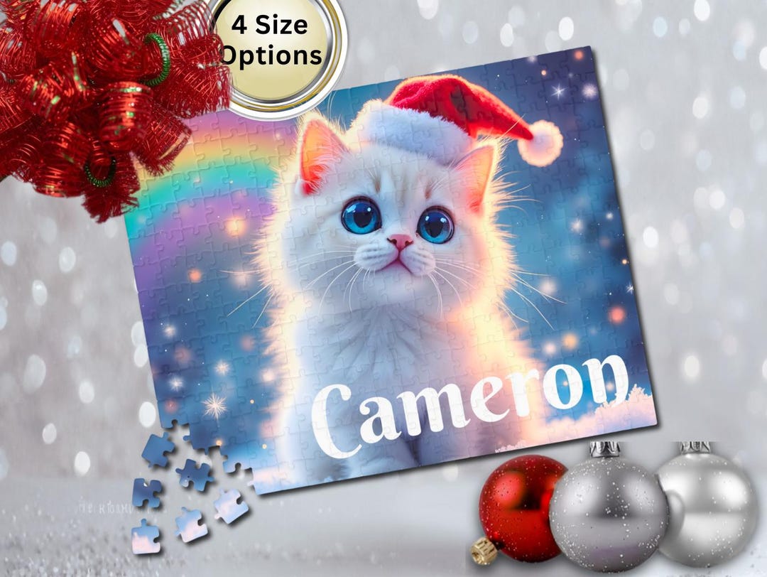 Personalized Puzzle: Christmas Cat, Gifts for Cat Lovers (100 to 1000 ...