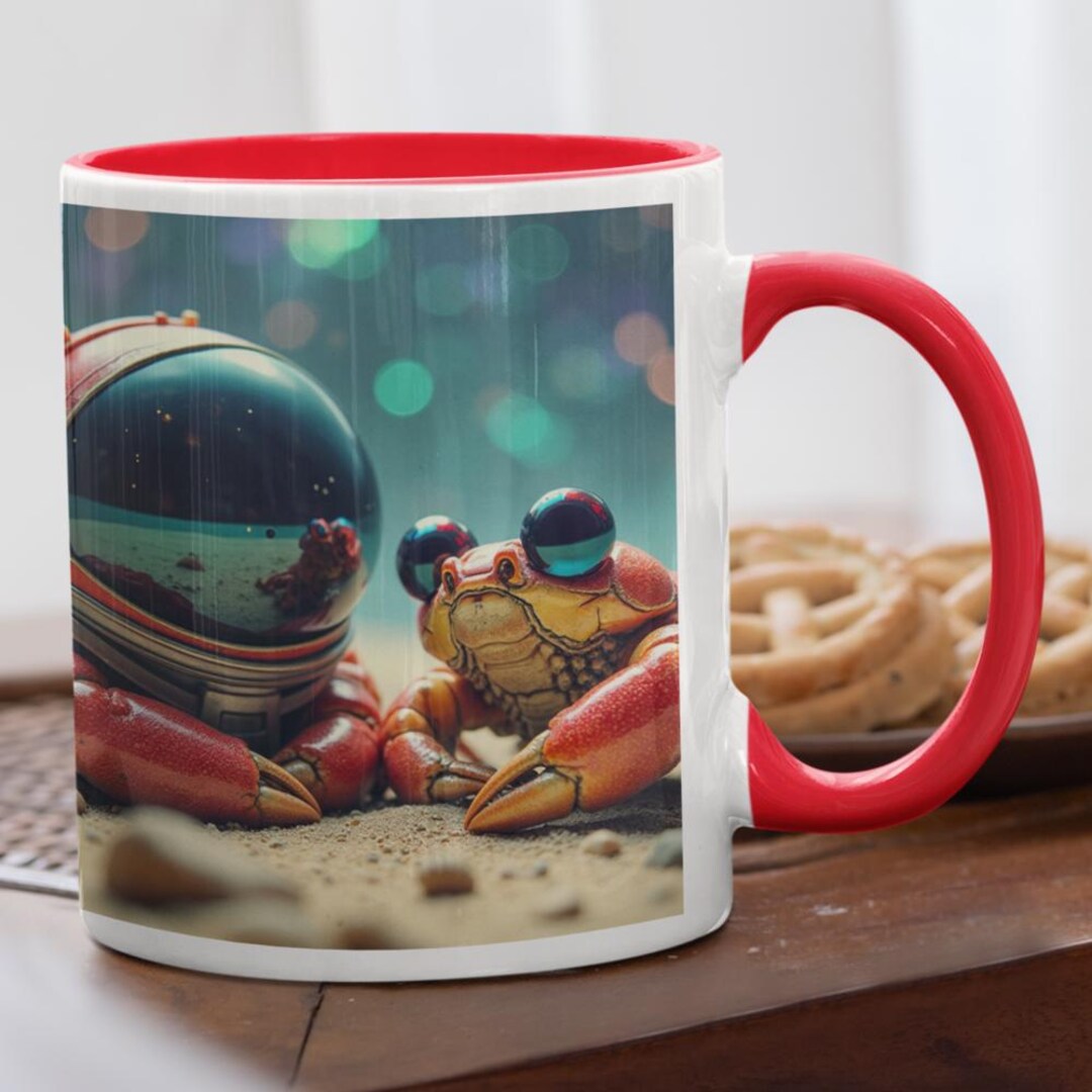 Funny Astronaut Crab Coffee Mug, Silly Spaceman Novelty Drinkware ...