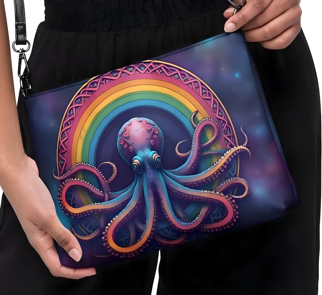 Octopus Crossbody Purse - Rainbow Sea Creature Wristlet, Fun Colorful ...