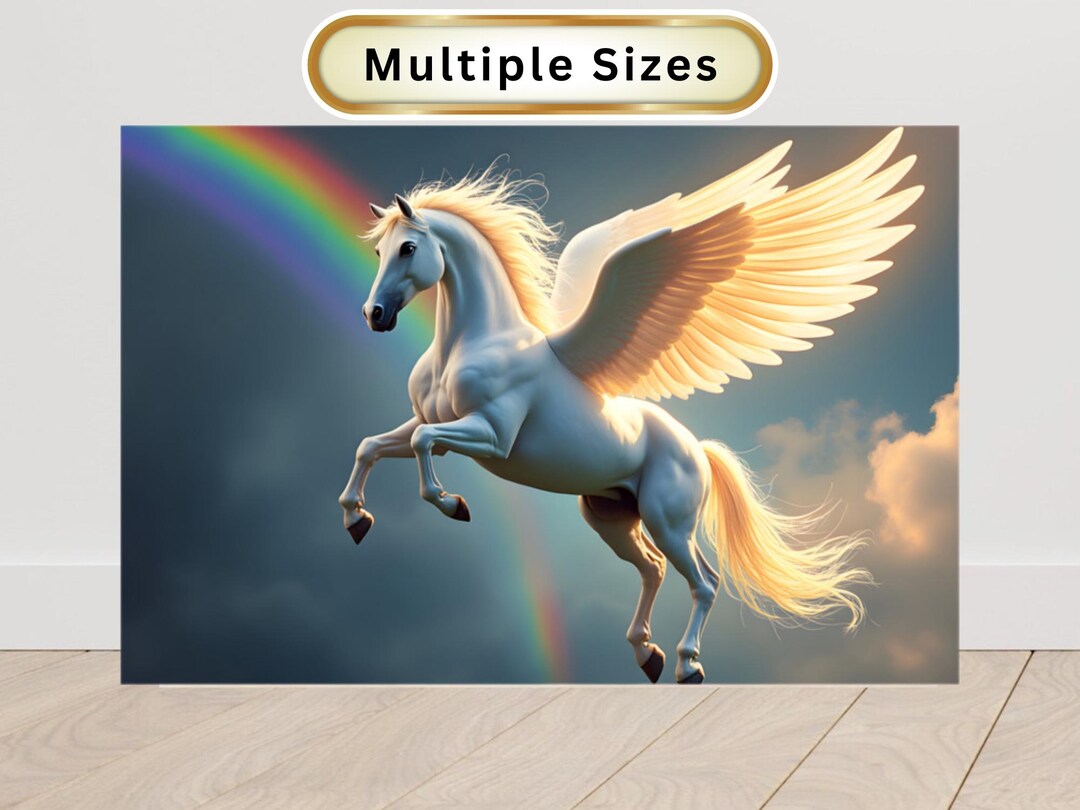 Pegasus Poster- Fantasy Wall Art for Kids Room, Flying Pegasus Print ...