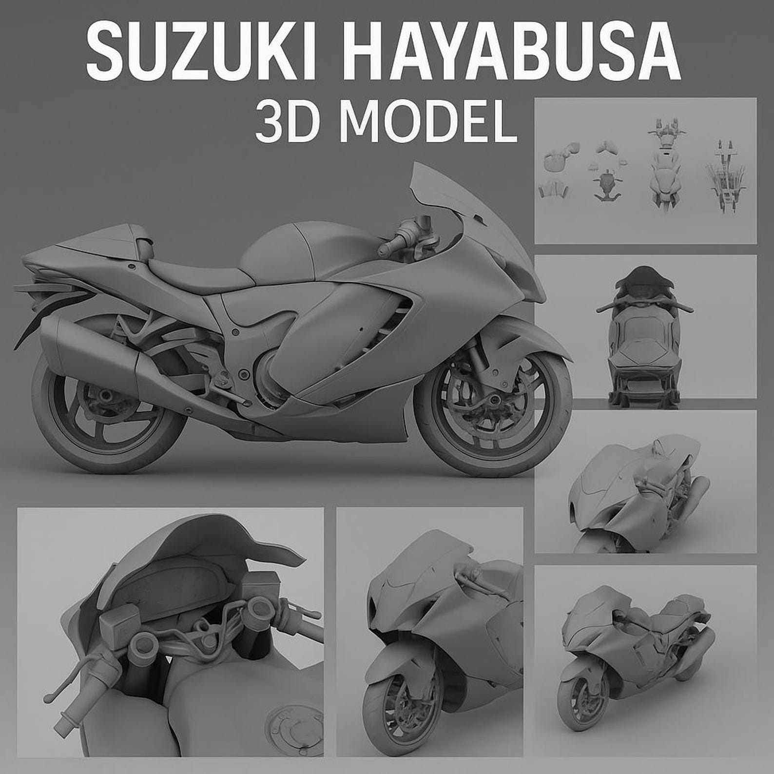 Suzuki Hayabusa 3D Model – Maya File | FBX/OBJ | High-detail Motorcycle ...