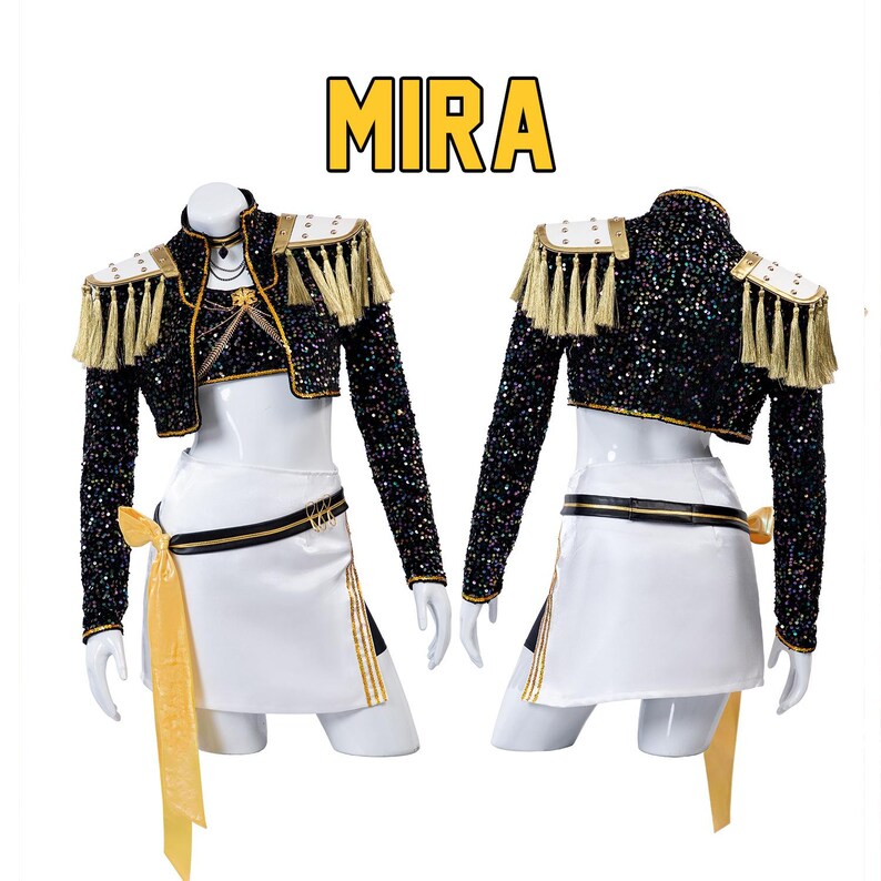 Kpop Demon Hunter Huntrix Costume Set – Black Gold Outfit for Girls ...