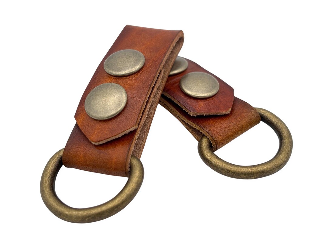 Leather Belt Keepers Keychains 3/4" (.75) With Heavy Duty Double Snap ...