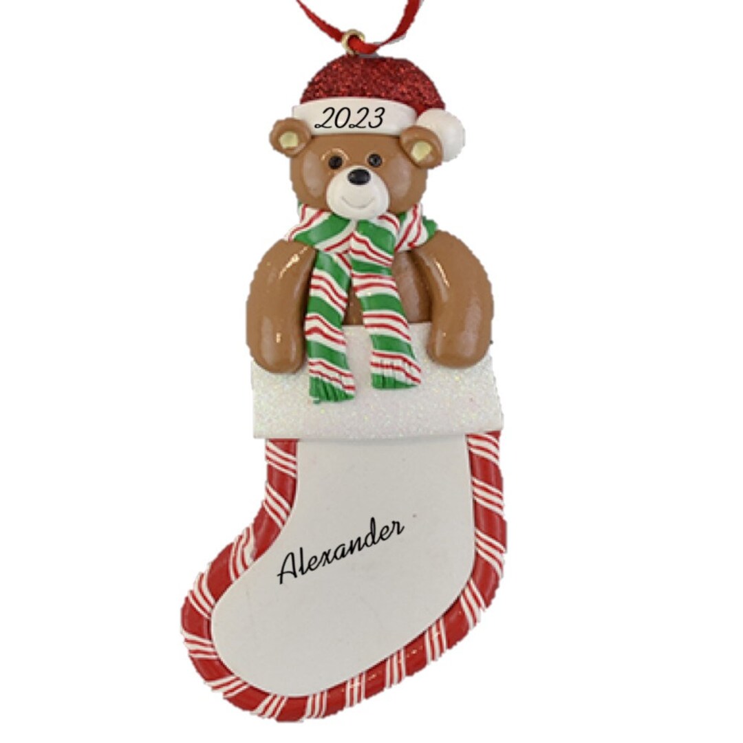 Bear in Stocking Personalized to Order for Male or Female, Christmas ...