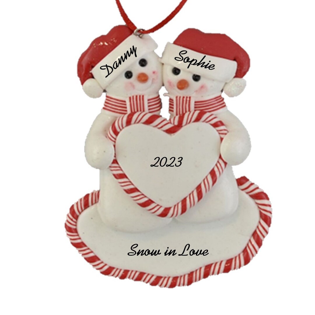 Snow in Love Couple Personalized Christmas Ornament by Calliope Designs ...