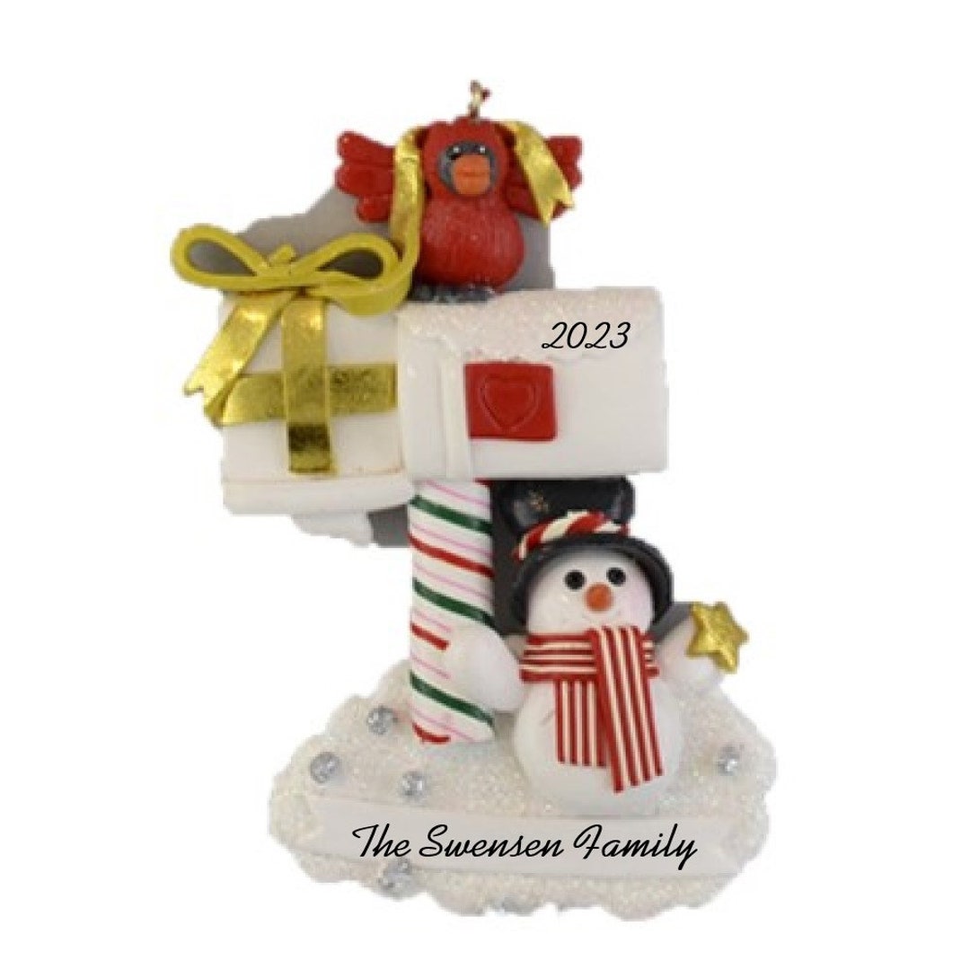 Mailbox With Cardinal and Snowman Personalized Christmas Ornament for ...