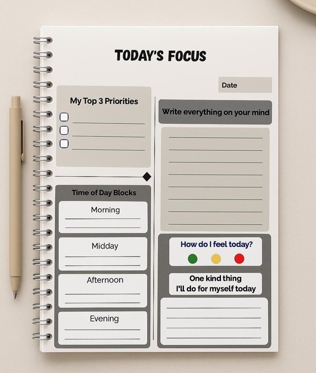 ADHD Daily Focus Sheet – Printable Planner for Neurodivergent Minds ...