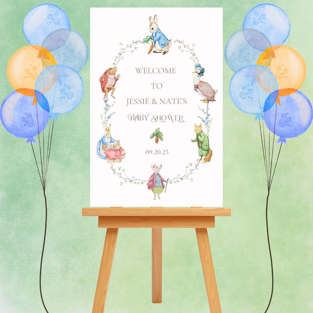 Peter Rabbit Baby Shower Welcome Sign | Storybook Decor (printable) - Etsy