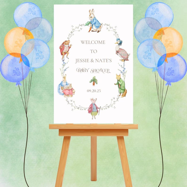 Peter Rabbit Baby Shower Welcome Sign | Storybook Decor (printable) - Etsy