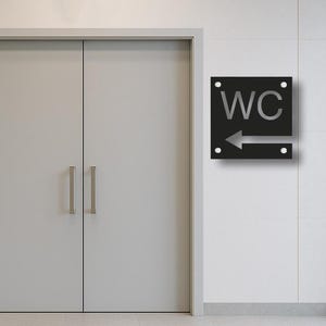 WC Arrow Sign With Metal Holders – Modern Wall Symbol for Public ...