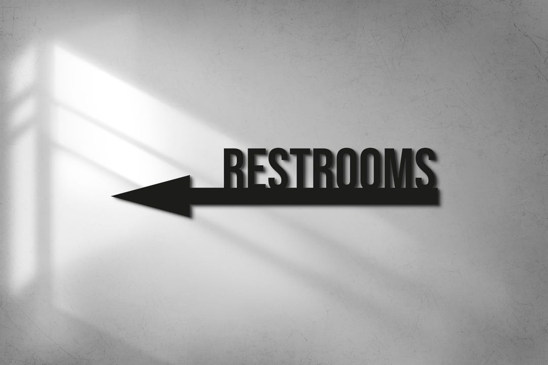 Modern Acrylic Restroom Arrow Sign – Minimalist WC Directional Symbol ...