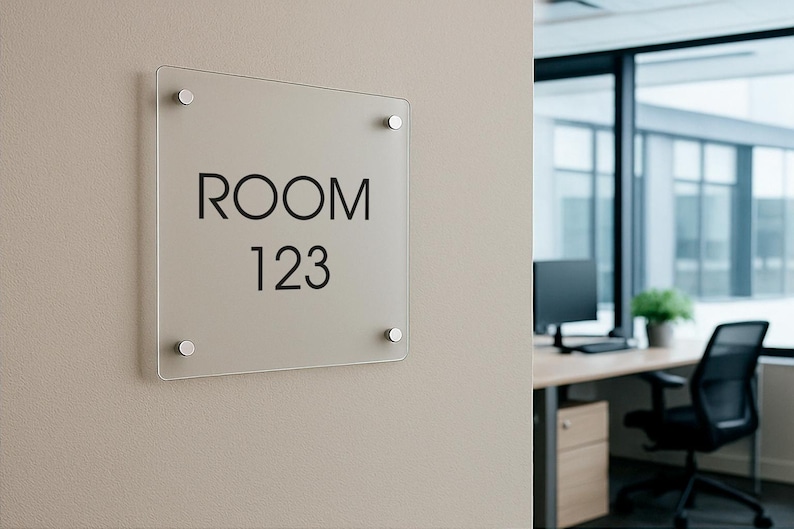 Modern Acrylic Room Number Sign: Custom Business Plaque - Etsy