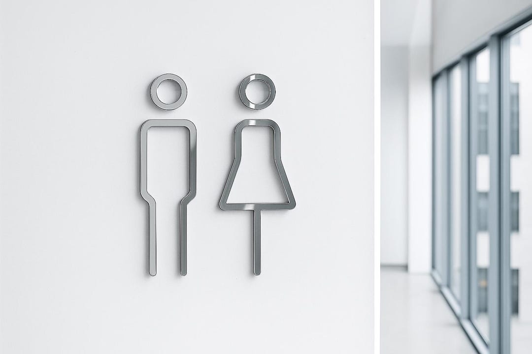 Modern Silver Restroom Sign – Acrylic Bathroom Icons - Etsy