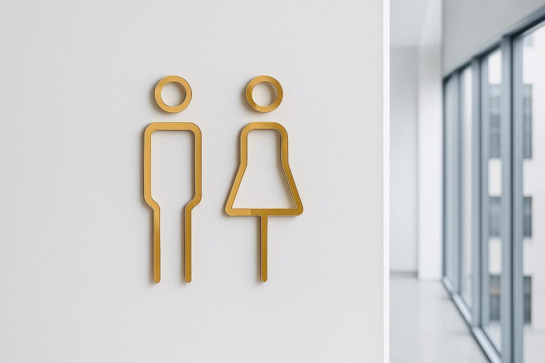Gold Acrylic Restroom Sign – Modern Bathroom Wall Decor - Etsy