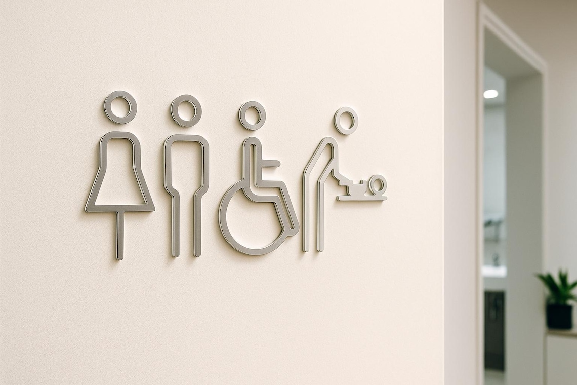Modern Silver Restroom Sign – Acrylic Bathroom Icons - Etsy
