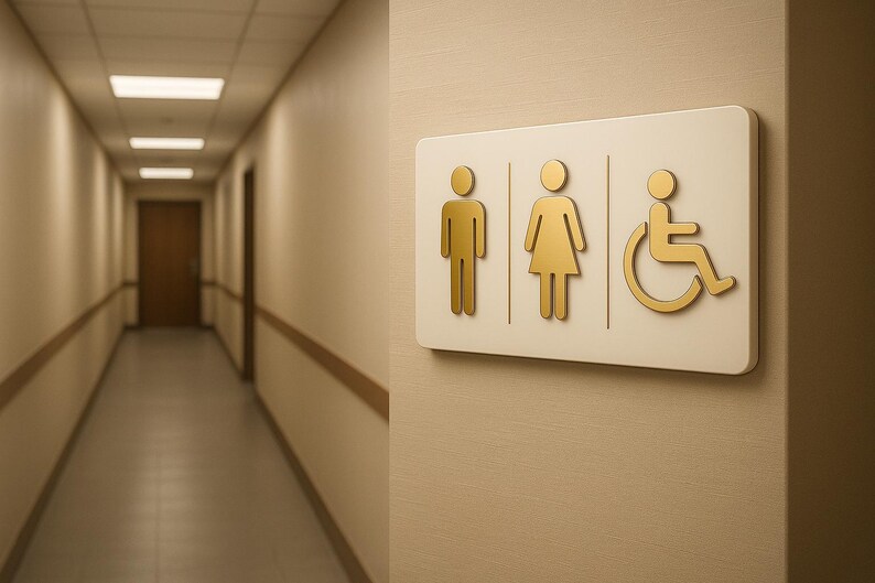 Restroom Acrylic Sign, Gold WC Signs, Business Plaque, Custom Signs ...