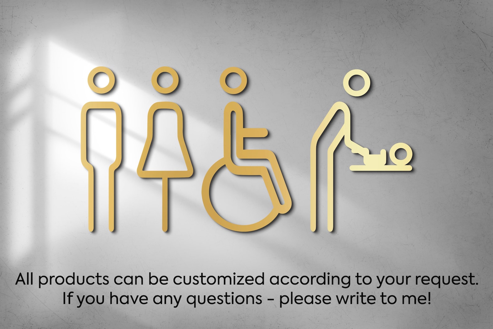 Modern Silver Restroom Sign – Acrylic Bathroom Icons - Etsy