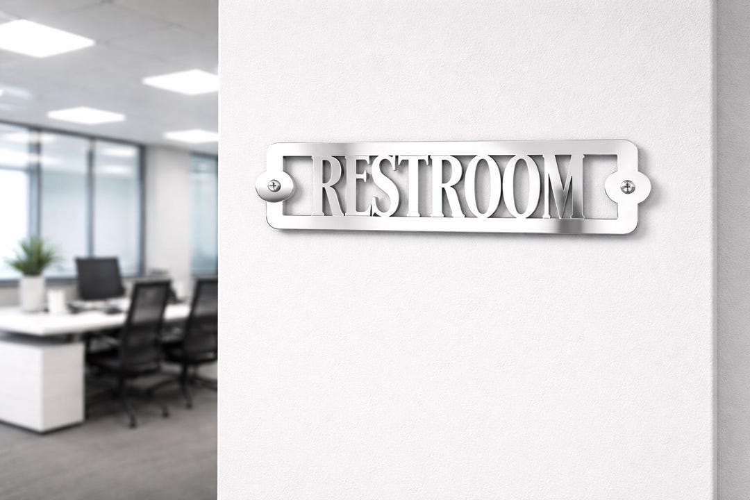 Restroom Sign Vintage Style - Black, Gold, Silver Acrylic WC Sign ...