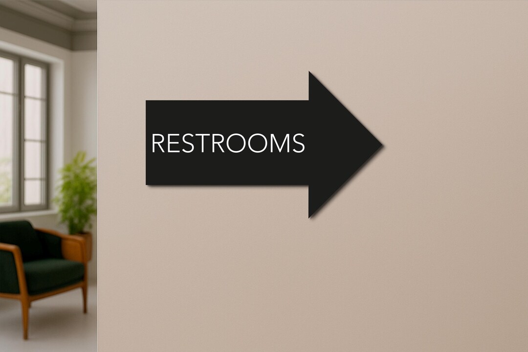 Modern Acrylic Restroom Arrow Sign – Customizable WC Symbol - Etsy