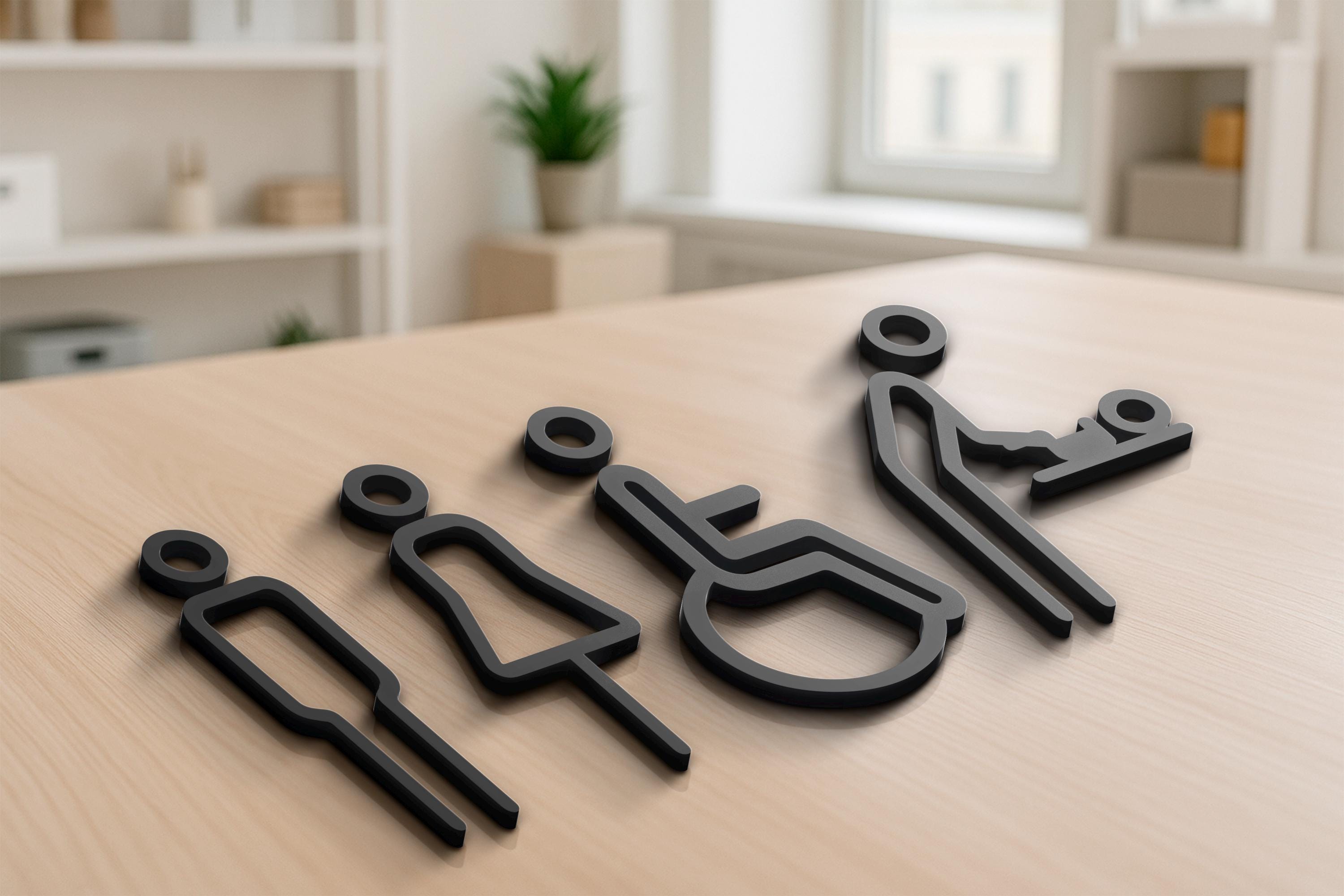 Restroom Signs – Male, Female, Baby Changing & Disabled Icons – Modern ...