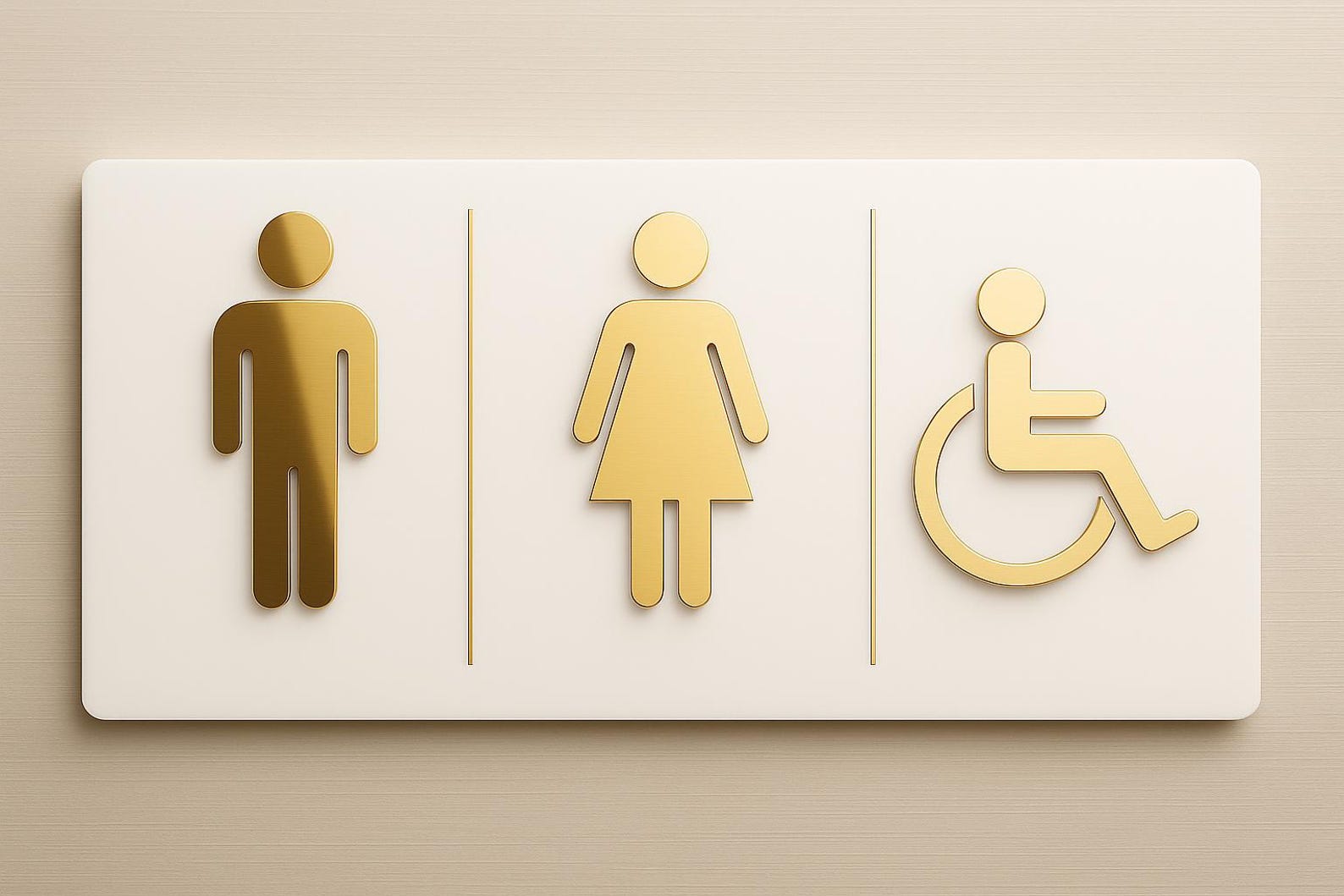 Gold & White Acrylic Restroom Sign: Unisex, Accessible, Modern - Etsy