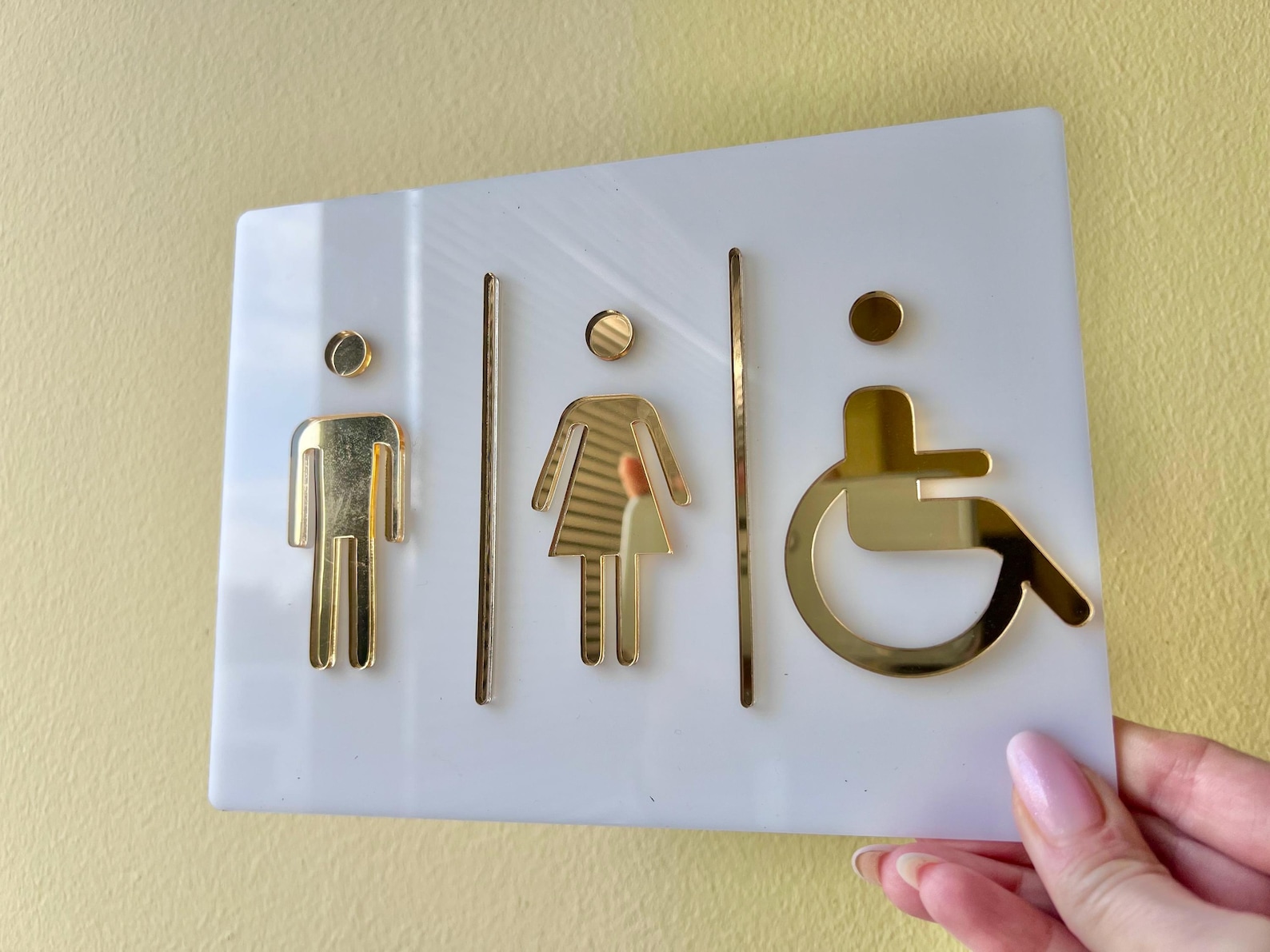Gold & White Acrylic Restroom Sign: Unisex, Accessible, Modern - Etsy