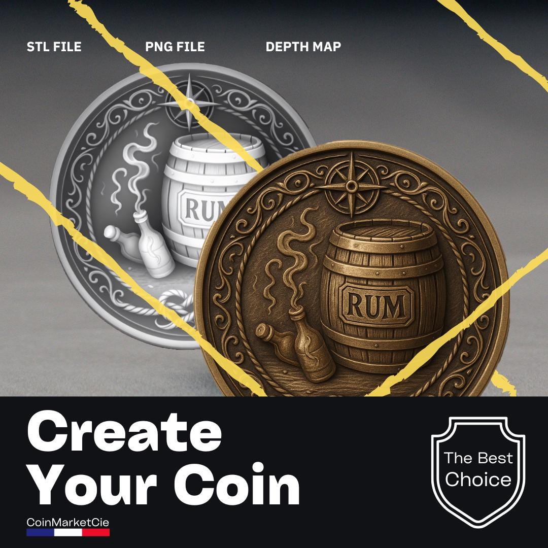 Rum Barrel Coin Digital File, Laser Engraving, CNC, 3D Print (STL, PNG ...
