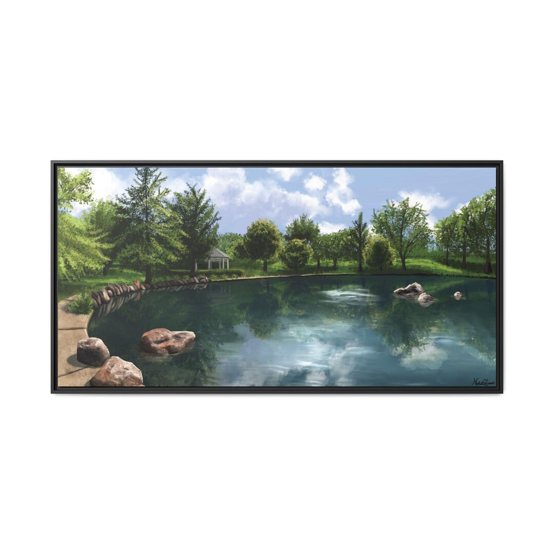 Canvas Wall Art, Lake Landscape Painting OSU Digital Art, Framed Home ...
