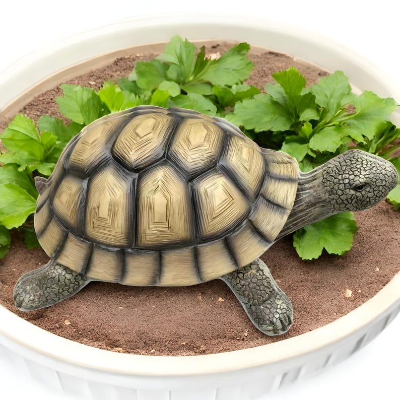 Realistic Resin Tortoise Garden Statue: Weatherproof Turtle Lawn Decor ...