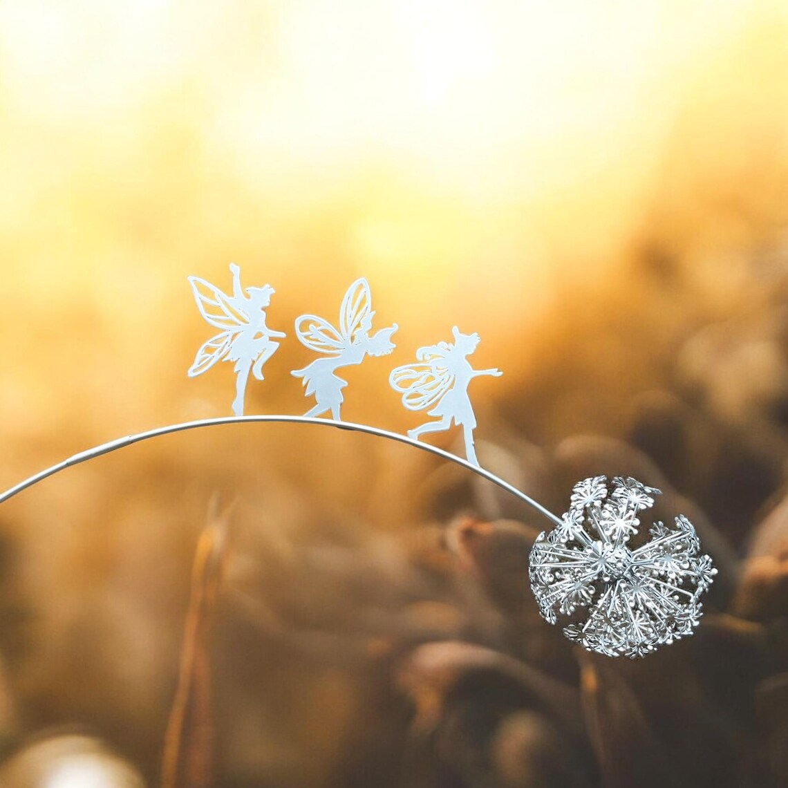 Steel Wire Fairy Sculpture – Dandelion Garden Decor - Etsy