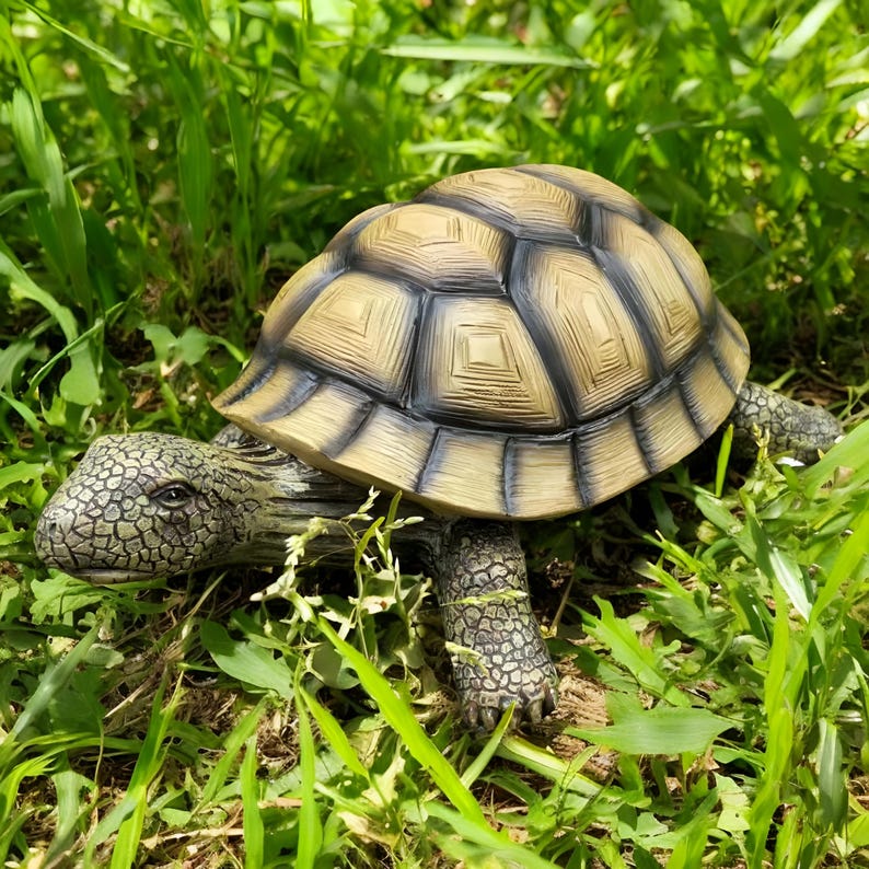 Realistic Resin Tortoise Garden Statue: Weatherproof Turtle Lawn Decor ...